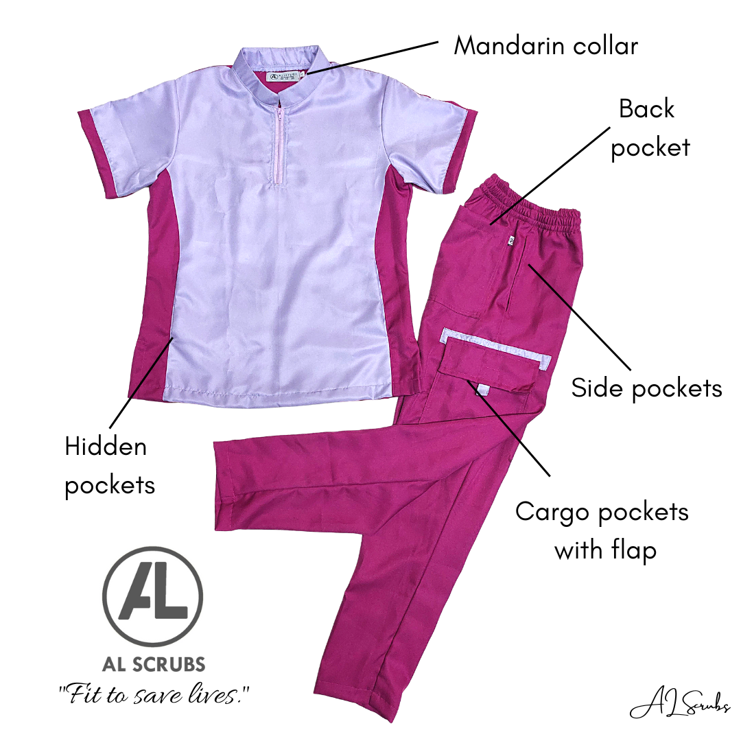 AL SCRUBS Sam15 Scrub Suit (Lavender, Magenta) | Lazada PH
