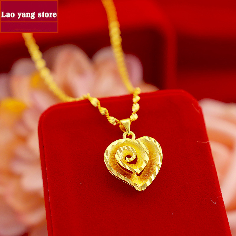 Korean Real 18K Gold Necklace Pendant for Women Wedding Engagement ...