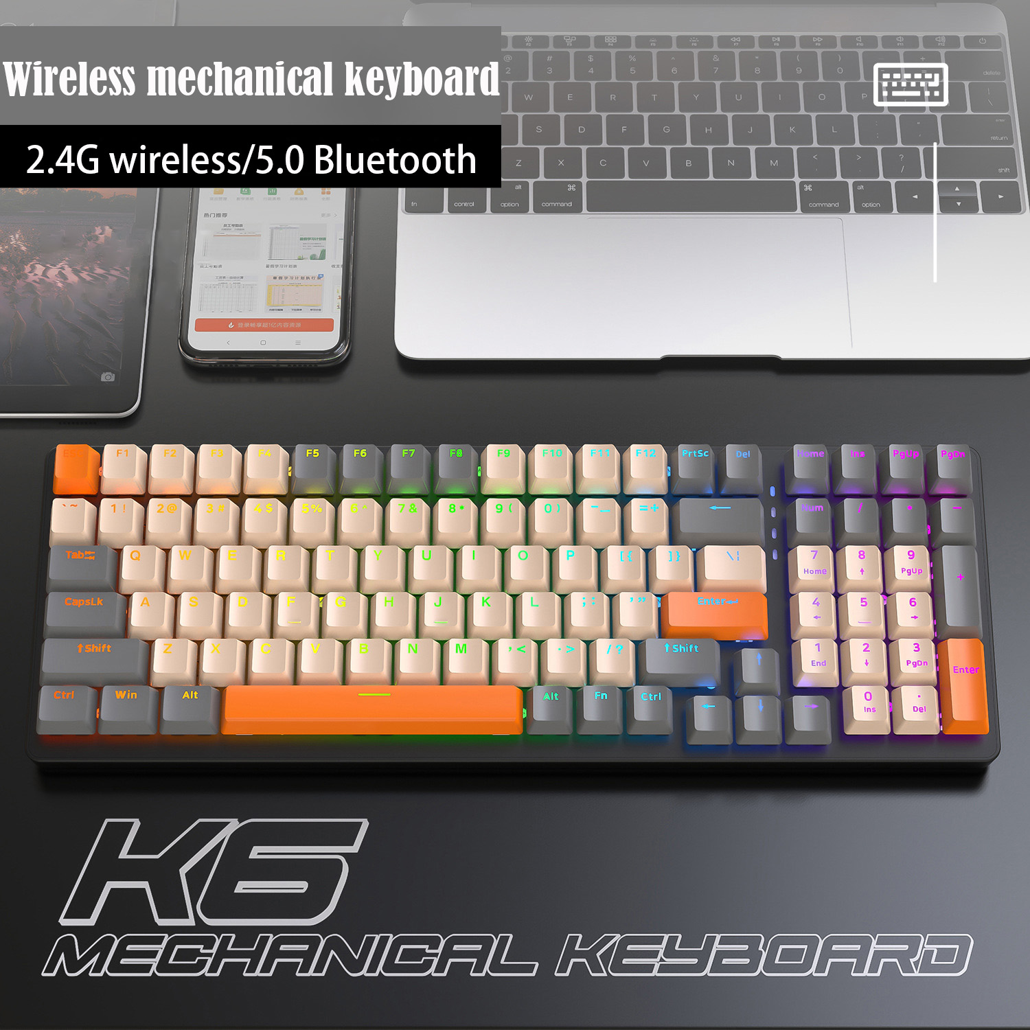 K6 Shimmer 98 Keys RGB Wireless mechanical keyboard tri mode Hot ...