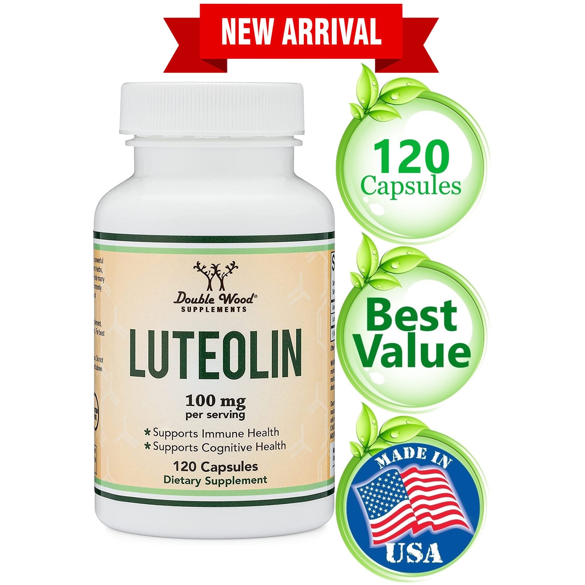 100mg Real Luteolin 120 Caps Enhanced Absorption Super Extract for ...