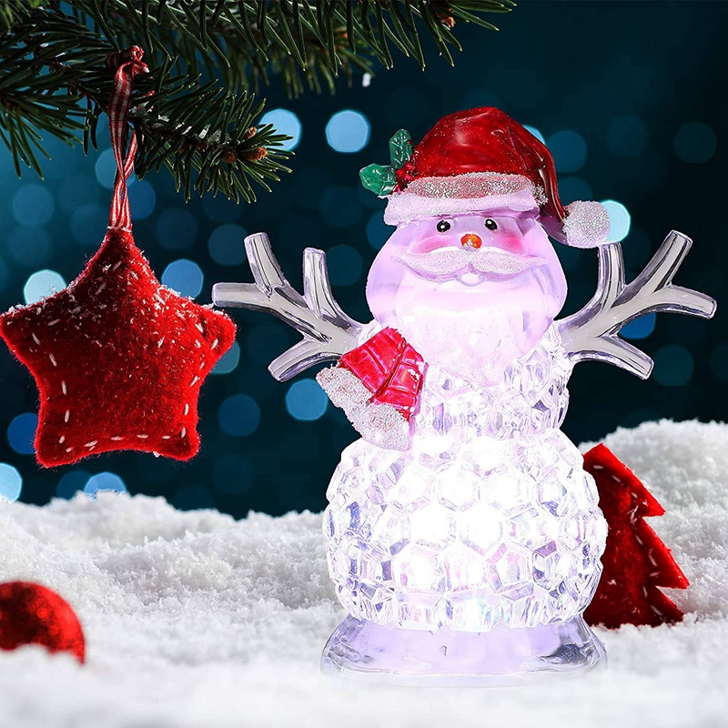 3 Pcs Ice Cube Snowman Christmas Ornament Christmas Night Light ...