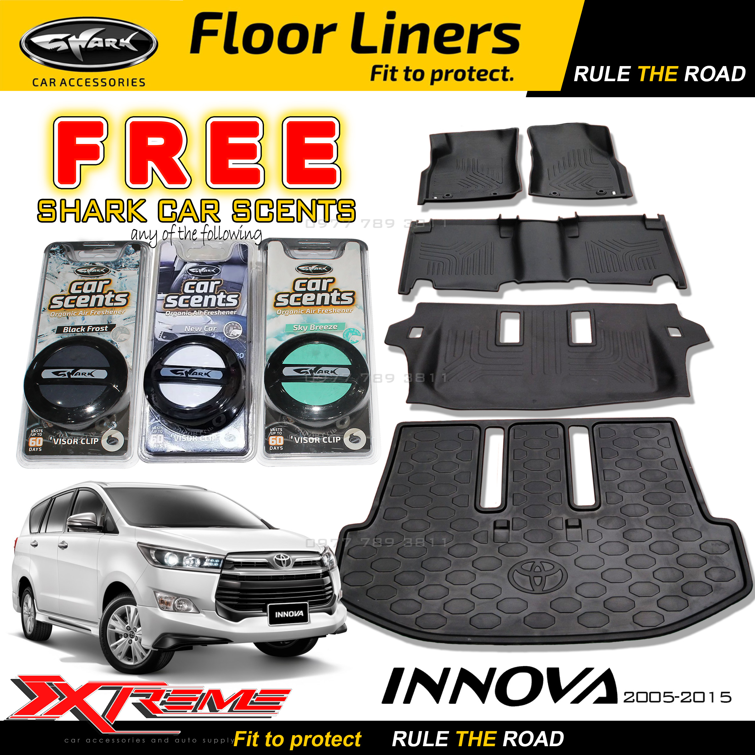 TOYOTA INNOVA 2005-2015 SHARK Floor liner Deep Dish matting 1st-3rd ...