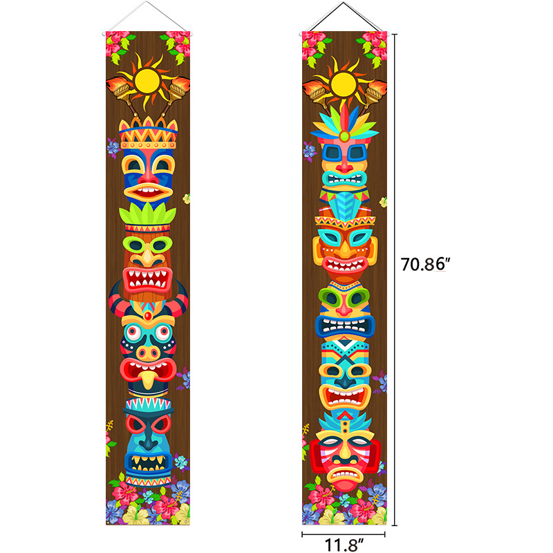 Totem Door Banners Hawaiian Luau Party Hanging Decoration Supplies Tiki ...