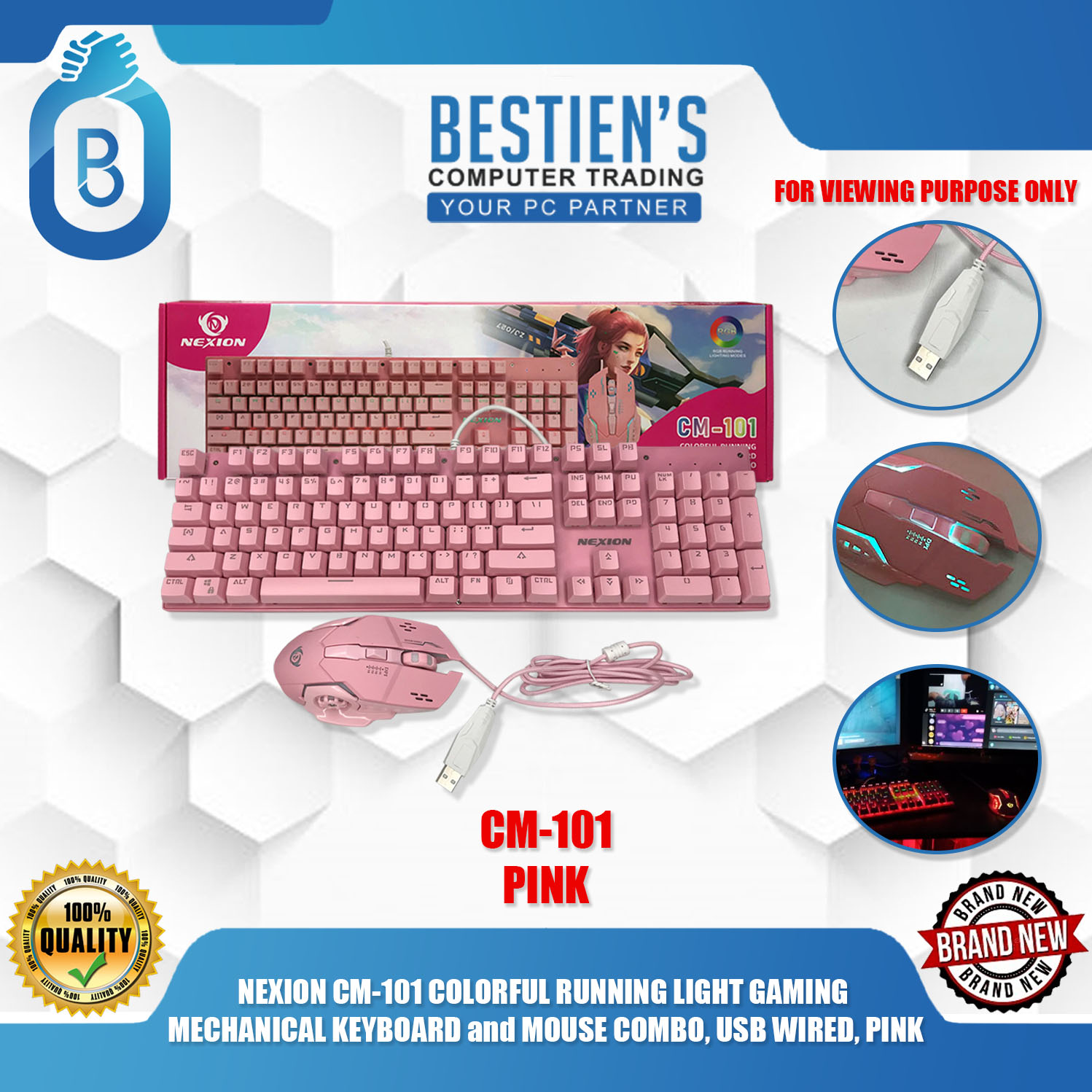 NEXION CM-101 COLORFUL RUNNING LIGHT GAMING MECHANICAL KEYBOARD and ...