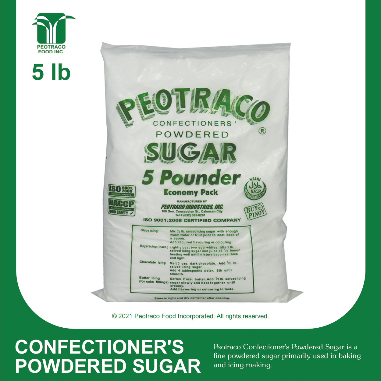 Peotraco Confectioner's Powdered Sugar (5lb) | Lazada PH