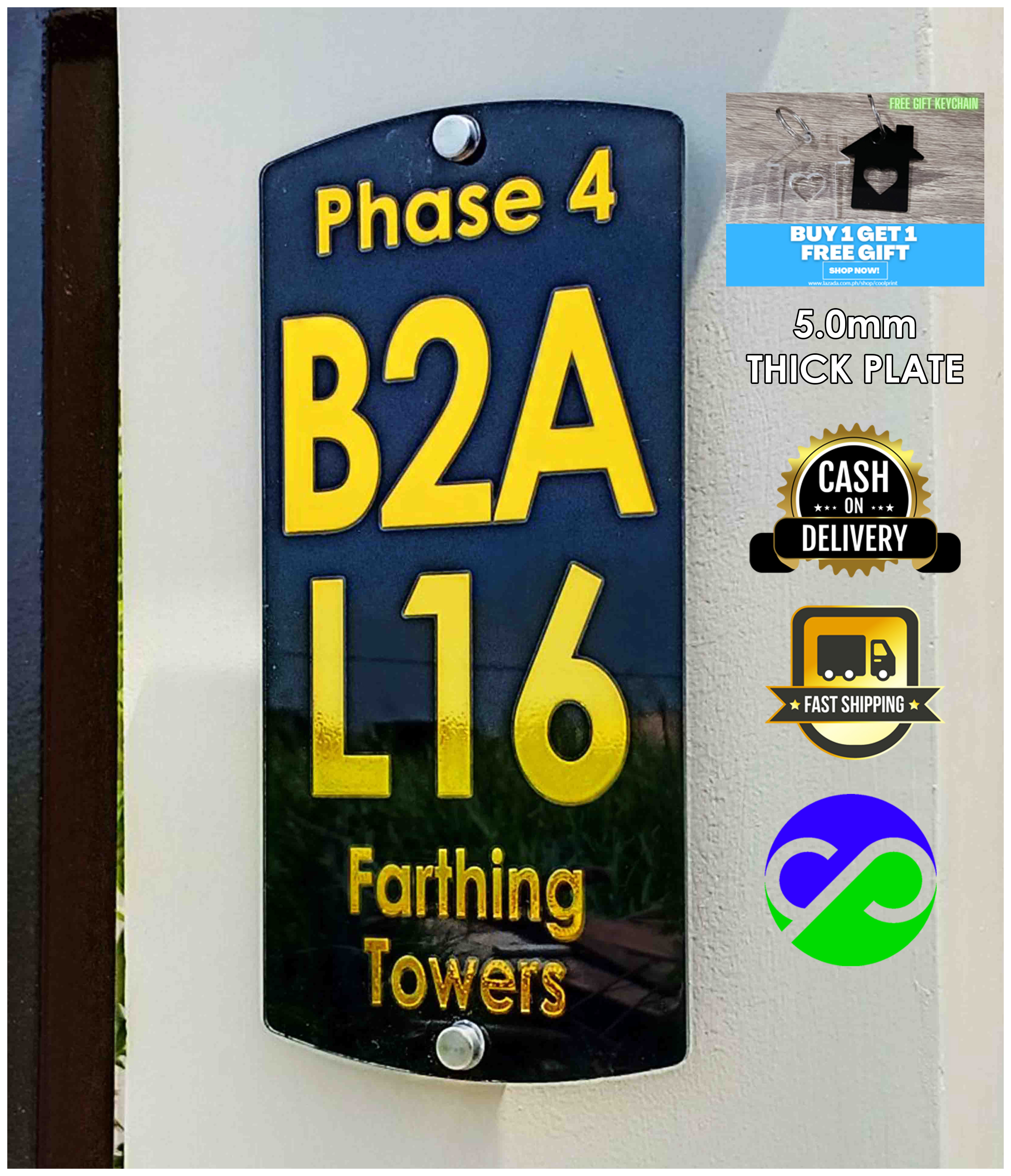 Personalized Metallic Gold House Address / House Number 5.0mm Thick ...