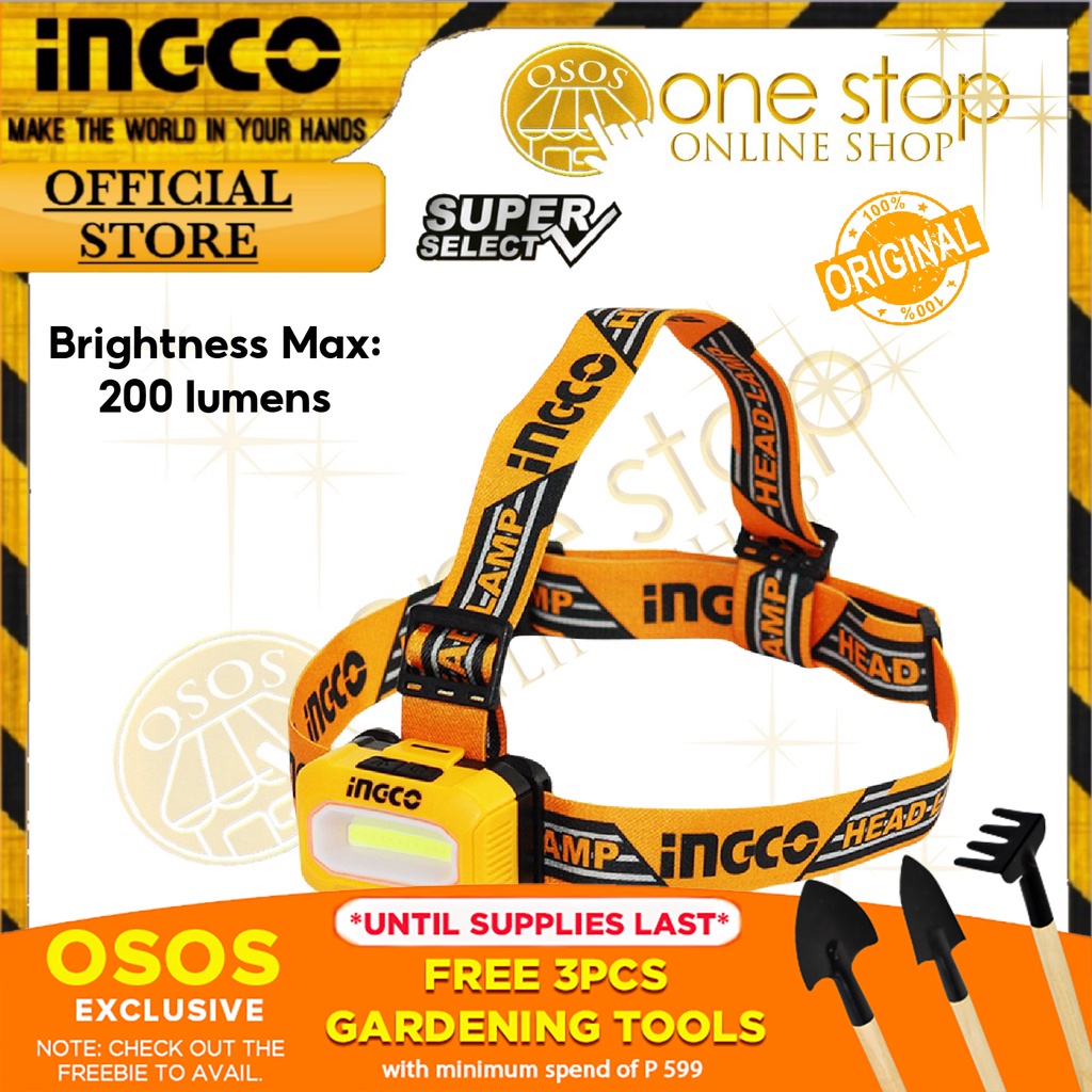 Ingco Original Super Select Head Lamp w/o 3pcs AAA Battery & IPX4 ...