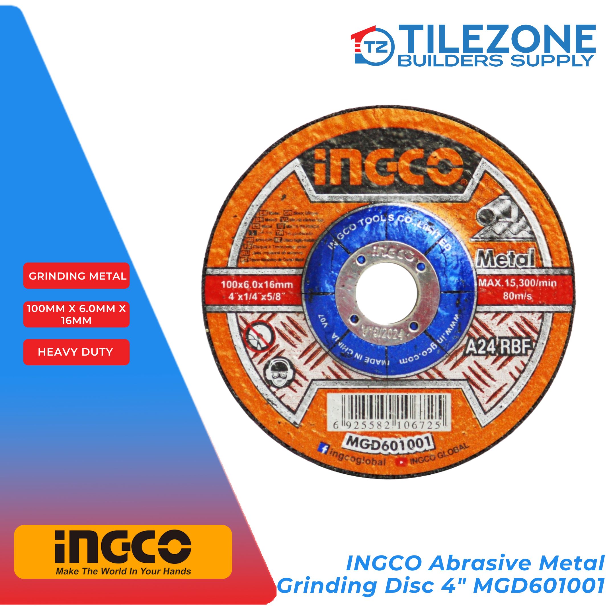 INGCO Abrasive Metal Grinding Disc 4" For Angle Grinder MGD601001 ...