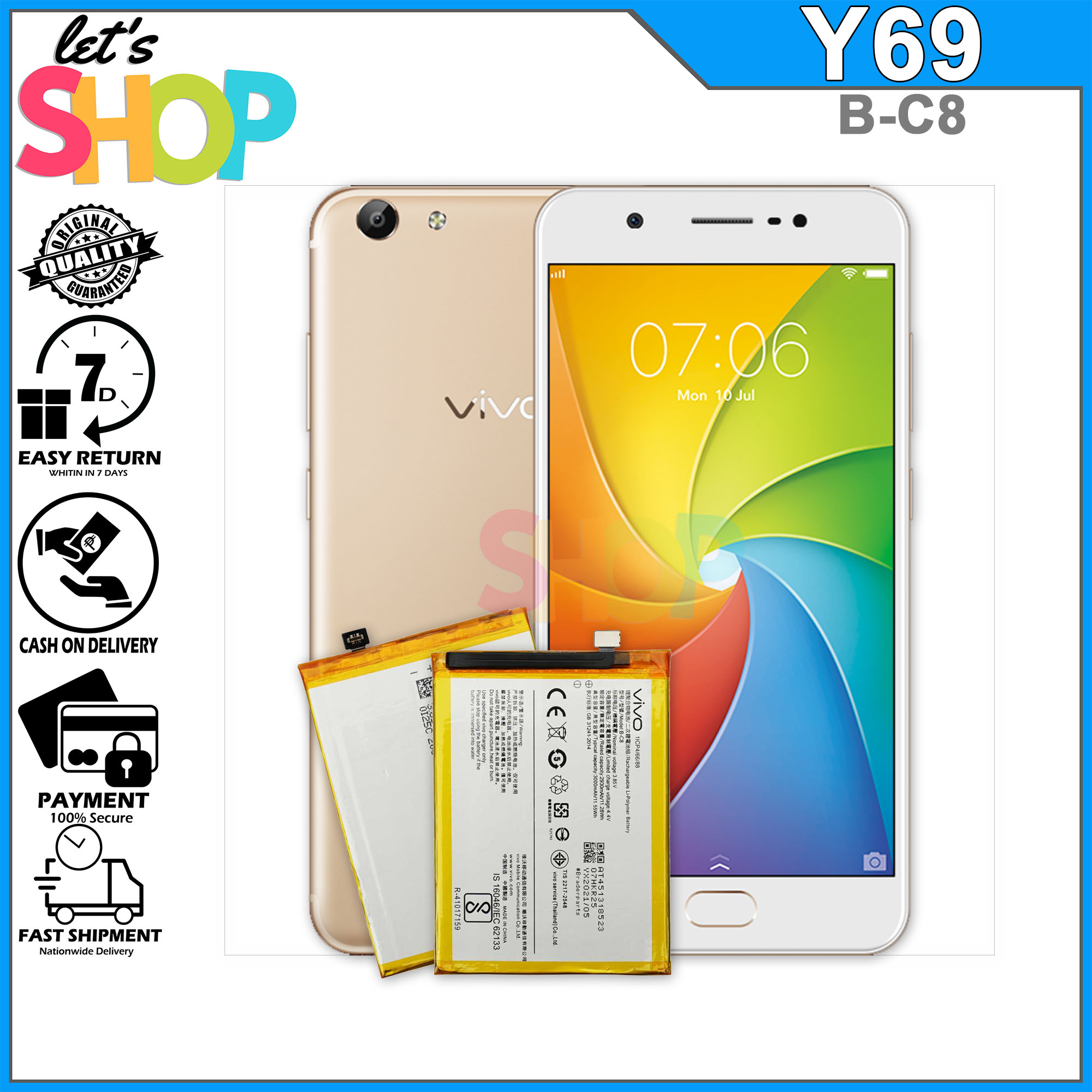 Vivo Y69 Battery Model B-C8 (Lets Shop) Original Equipment Manufacturer ...