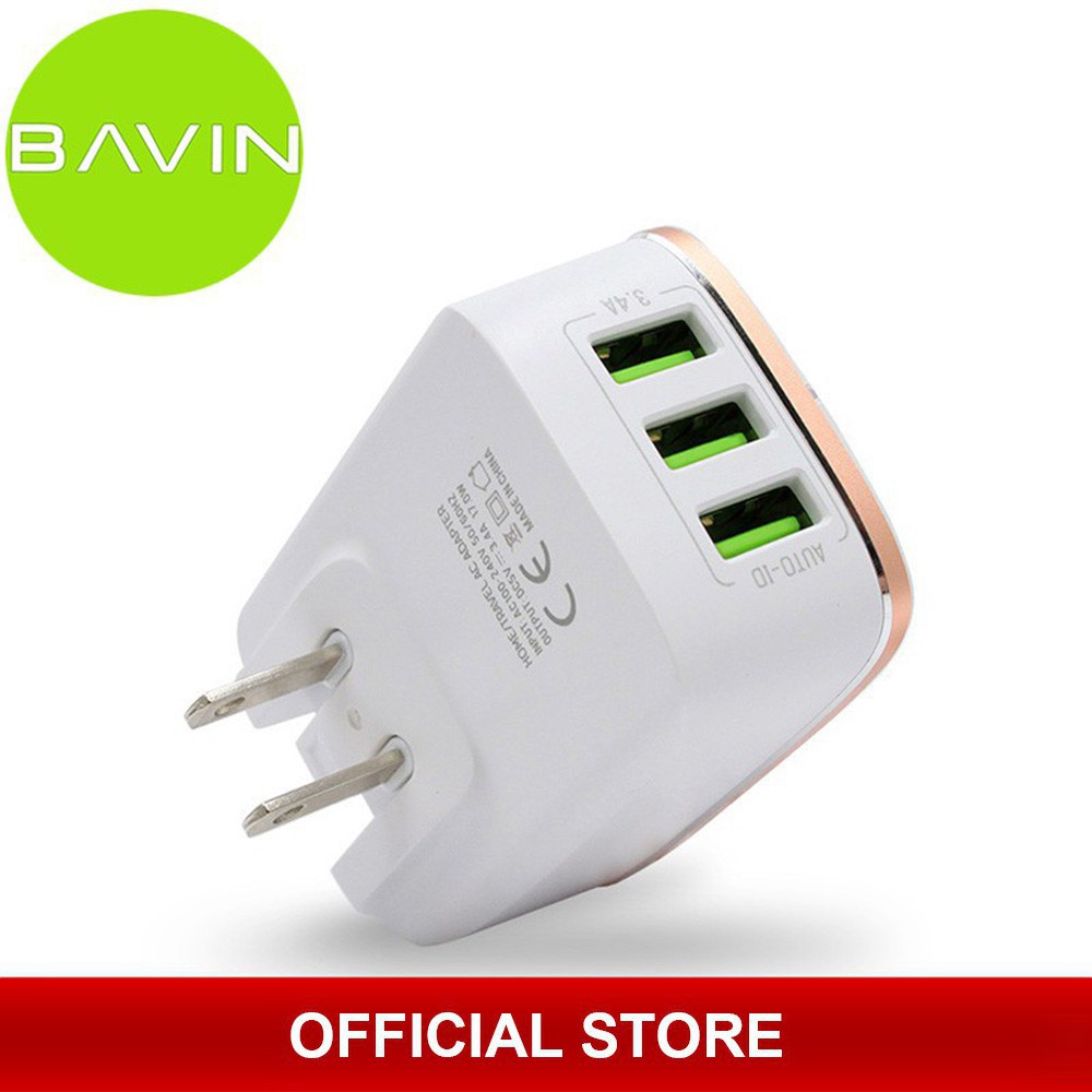 BAVIN 3.4A 3 USB Port Slot Fast Quick Charge Original | Lazada PH