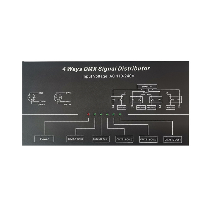 DMX512 Signal Amplifier 4 Road DMX Amplifier DMX Signal Distributor 4 ...