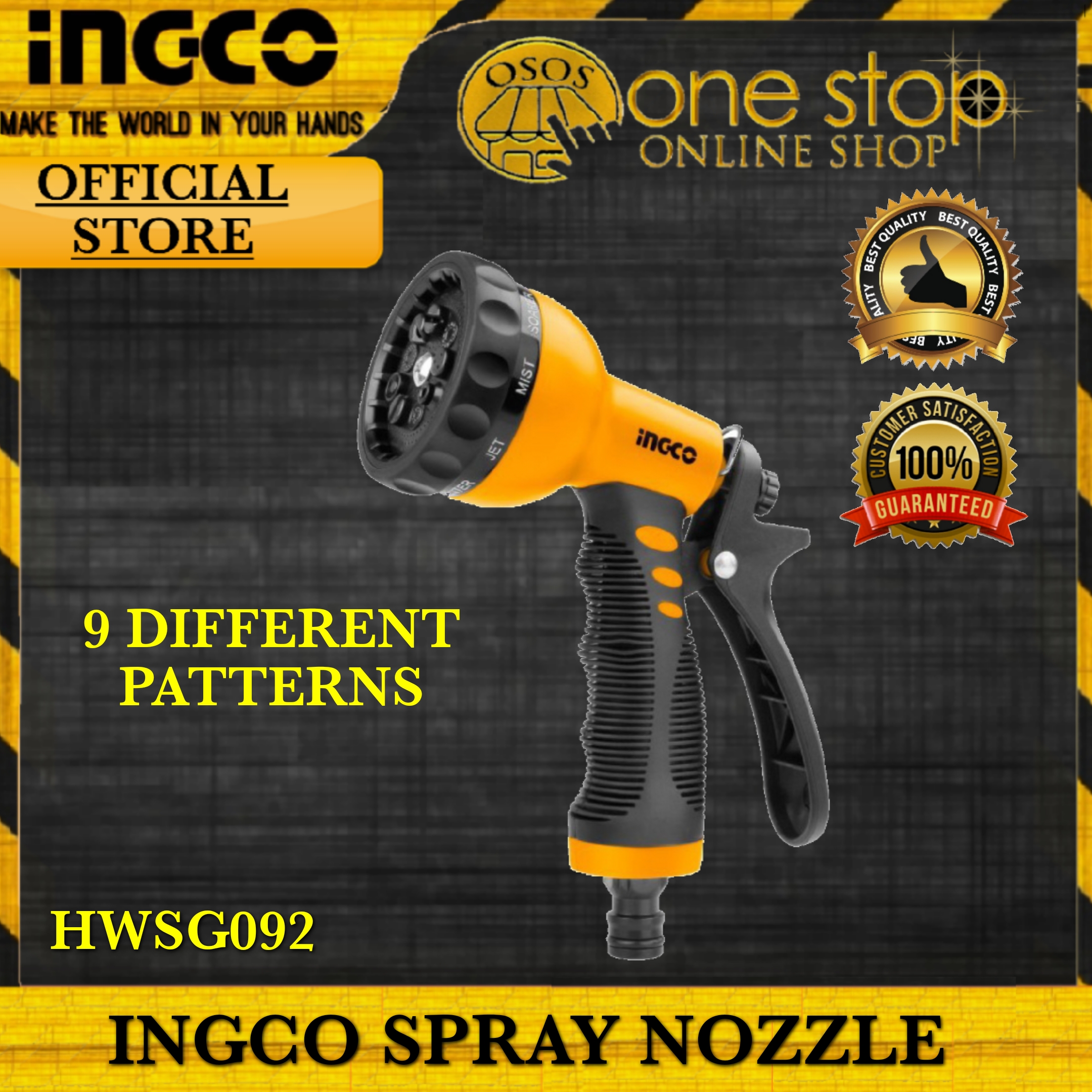 Ingco Spray Nozzle with 9 Different Patterns HWSG092 •OSOS• | Lazada PH