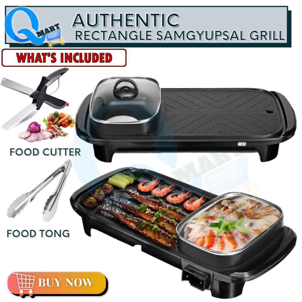 QMART. Authentic Samgyupsal Grill Pan Set FREE Food CUTTER Samgyupsal ...