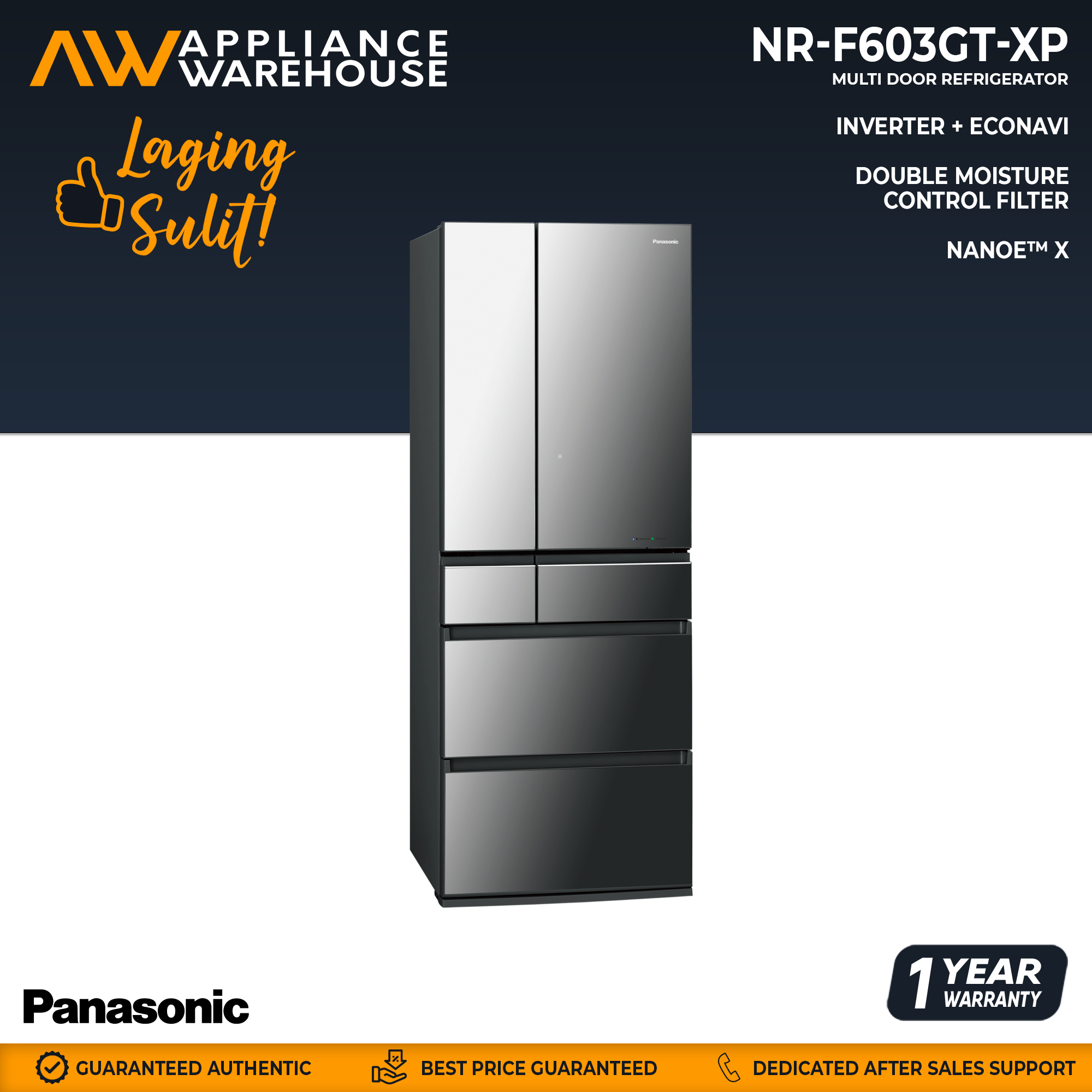 Panasonic NR-F603GT-XP 20.7 cu. ft. Multi Door Inverter Refrigerator ...