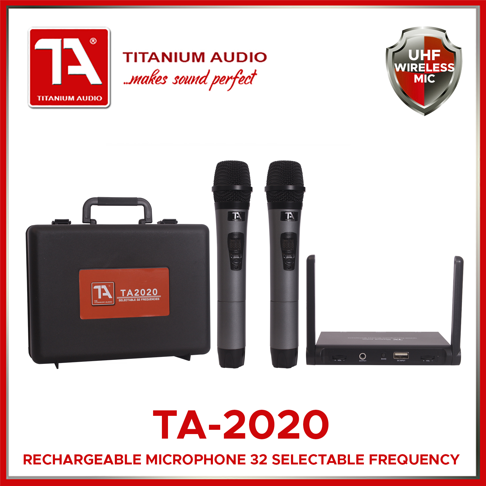 Titanium Audio Rechargeable Wirelesss Microphone 32 Selectable ...