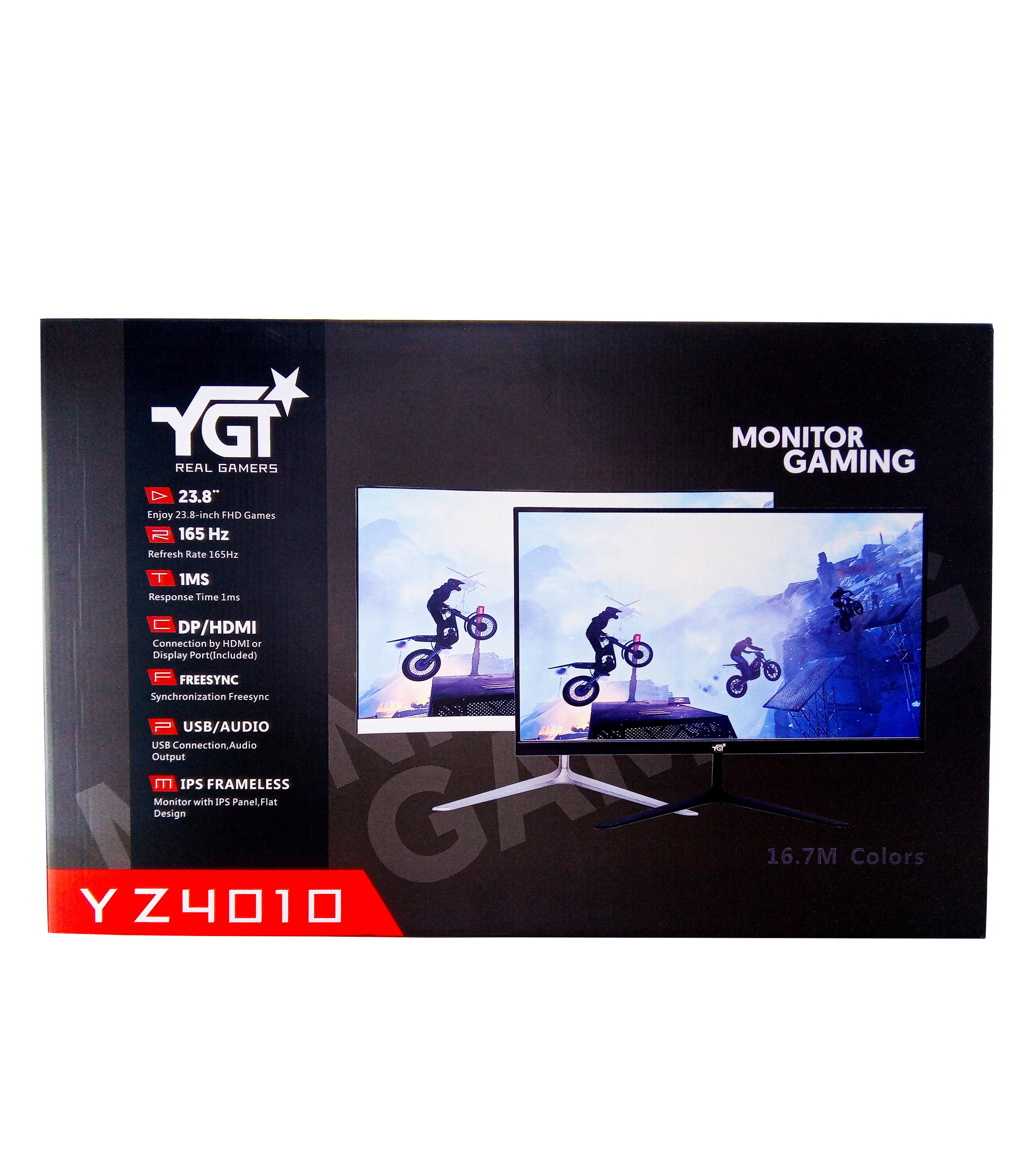 YGT Monitor Gaming 23.8"165Hz 1920x1080 DP/HDMI/USB/AUDIO/ FREESYNC ...
