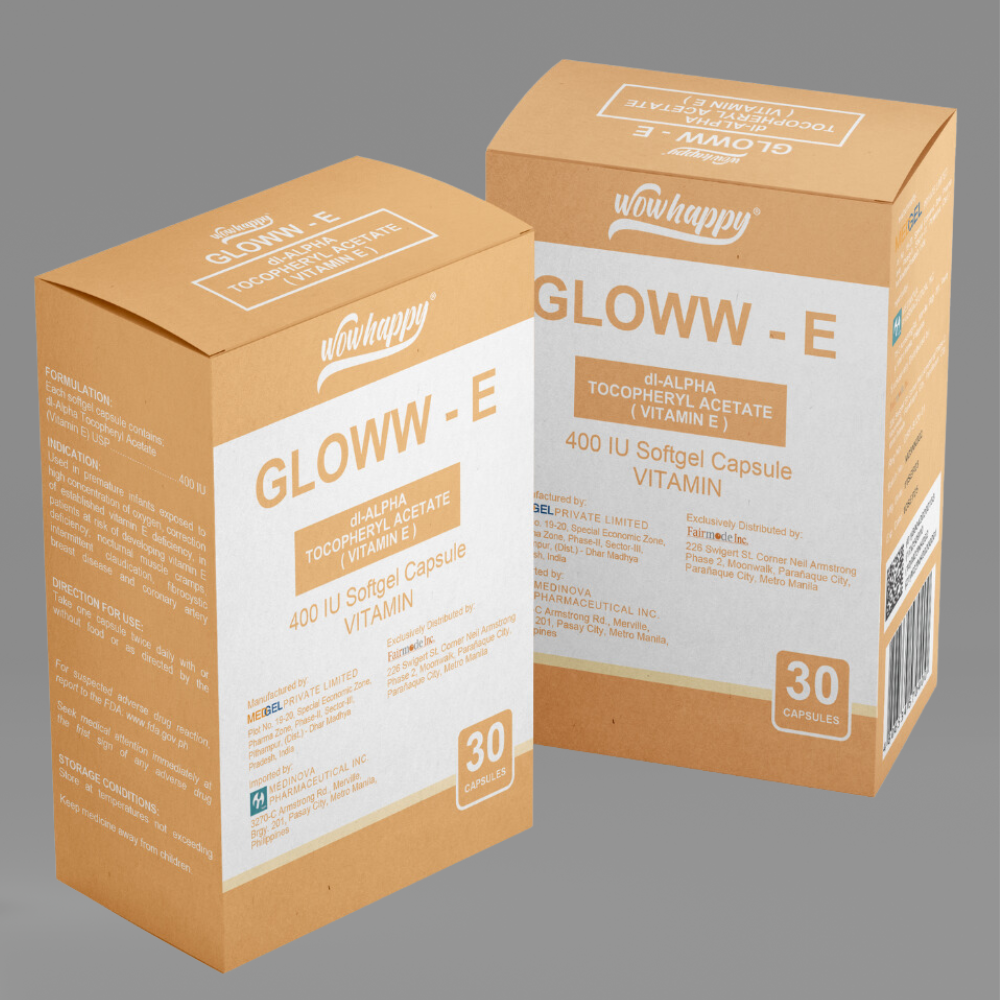 GLOWW-E 400 IU Softgel Capsules for Healthy & Younger Looking Skin ...