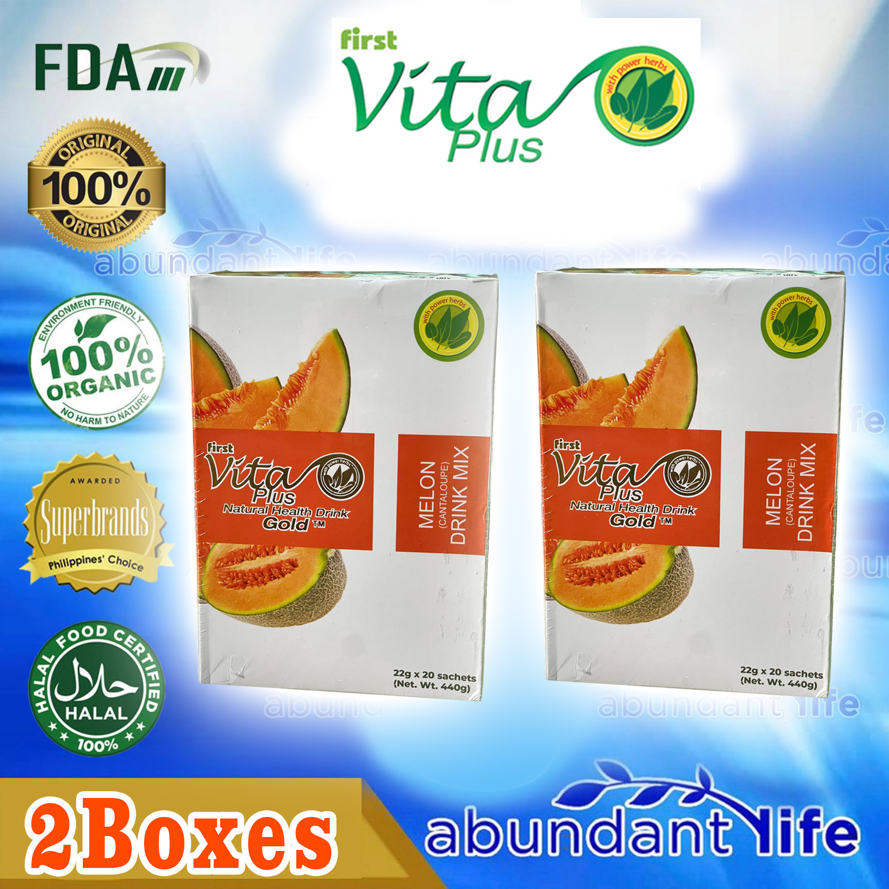 2 BOXES FIRST VITA PLUS GOLD MELON FLAVOR 20 SACHET AUTHENTIC SOLD BY ...