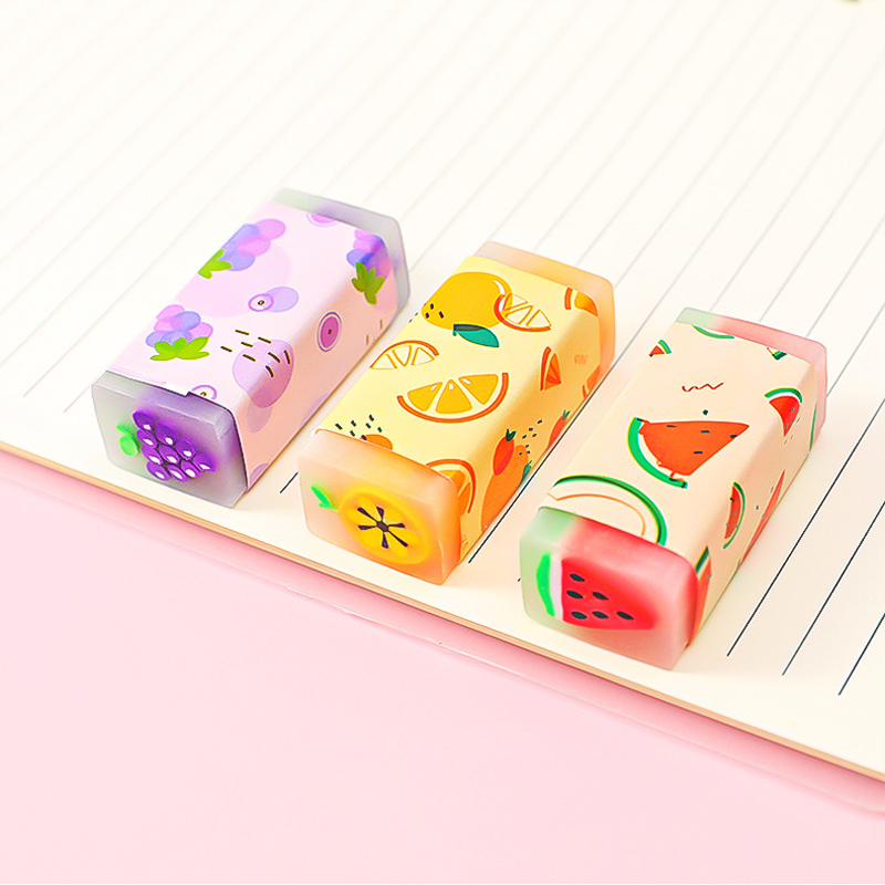 LBACK 1pc Fruit Eraser Cute Primary School Students Pencil Erasers ...