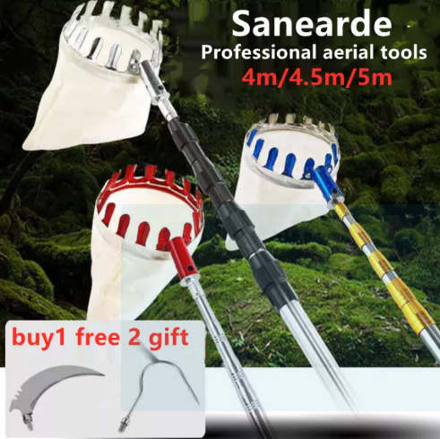 Stainless Steel Fruit Picker High-altitude Fruit Picking Rod Adjustable ...
