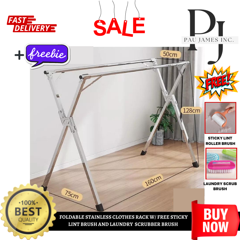 Pau James Inc Reinforce 2.4m Foldable Sampayan Stainless Clothes Rack ...