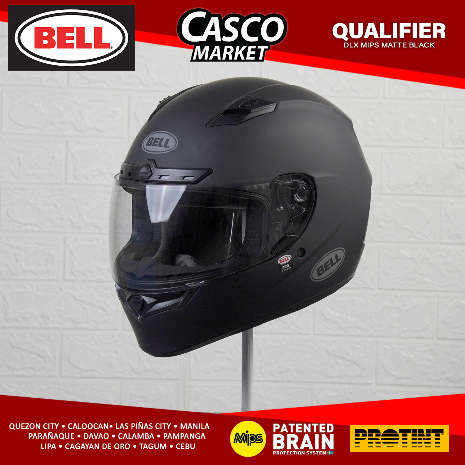 BELL QUALIFIER DLX MIPS SOLID BLACK MATTE GLOSSY SINGLE VISOR FULLFACE ...