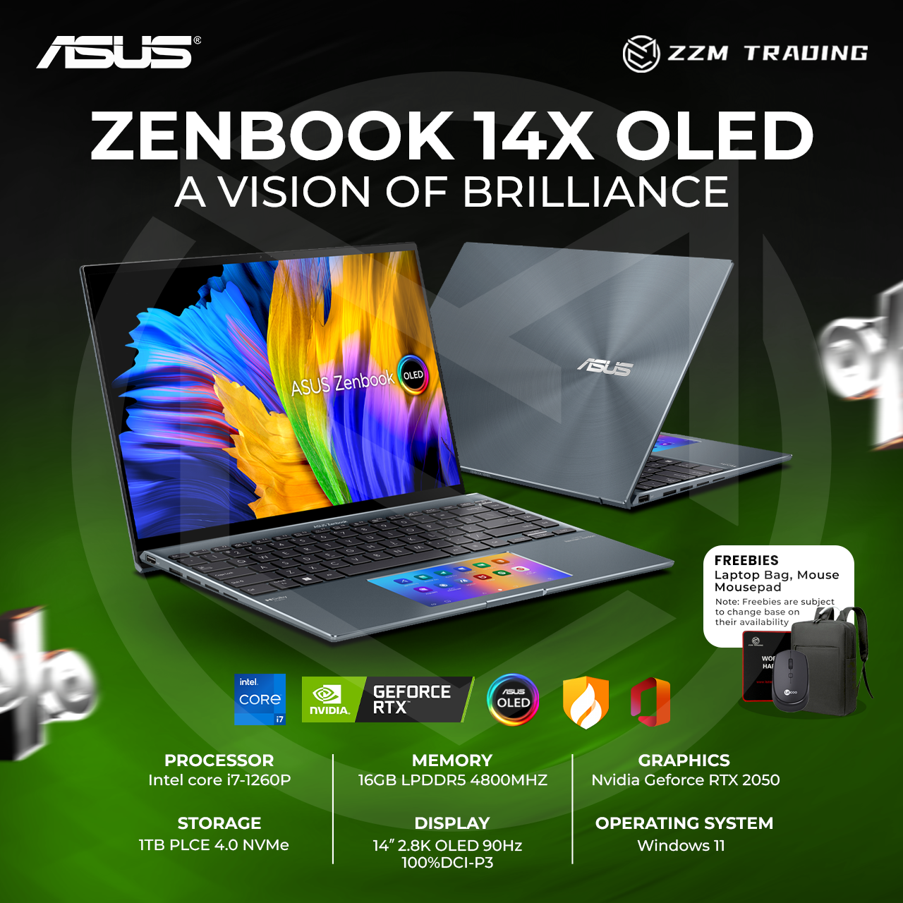ASUS ZenBook X14 2022 14" i7-1260P 2.8K OLED 90Hz RTX™ 2050 | 16GGB ...