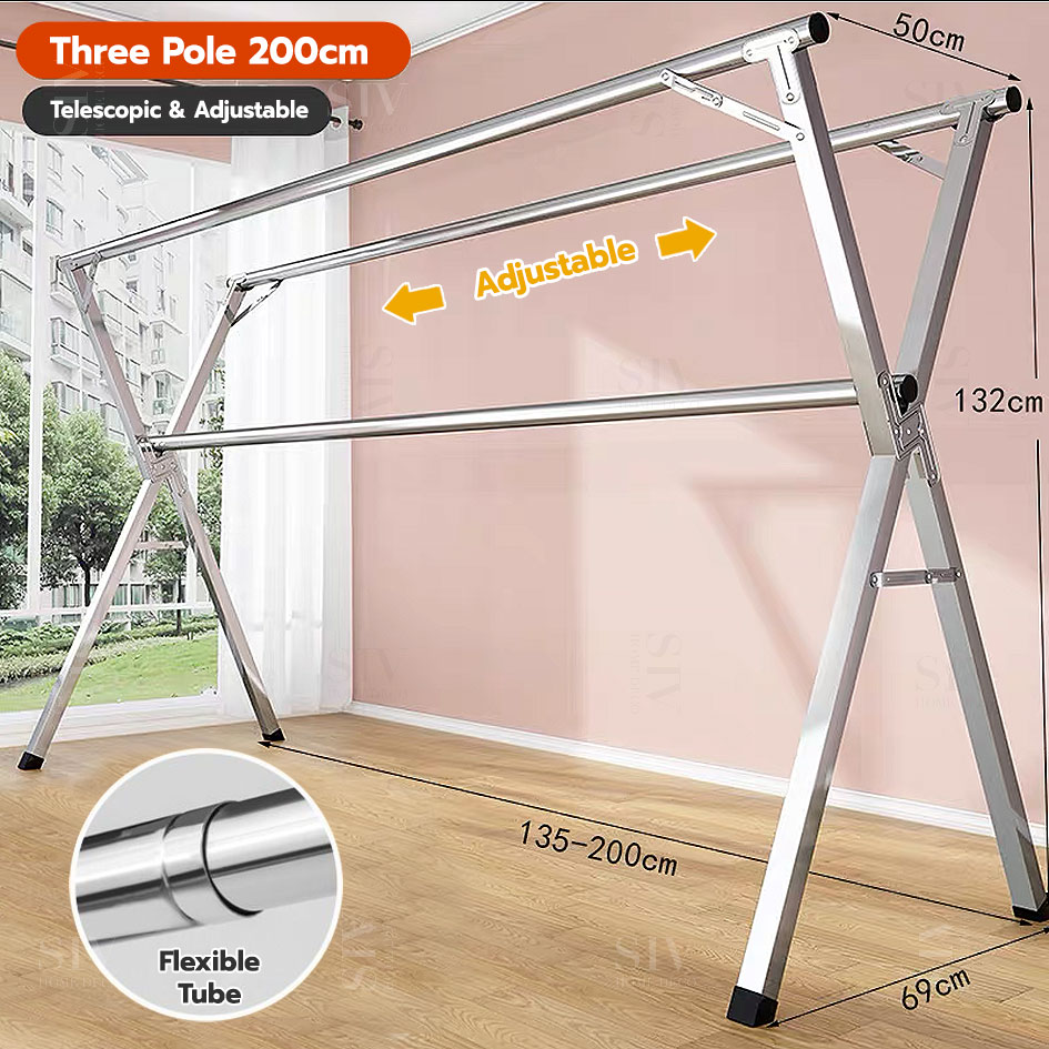 SIV 240cm Foldable Sampayan Indoor Outdoor Rack Stainless Steel Hanger ...