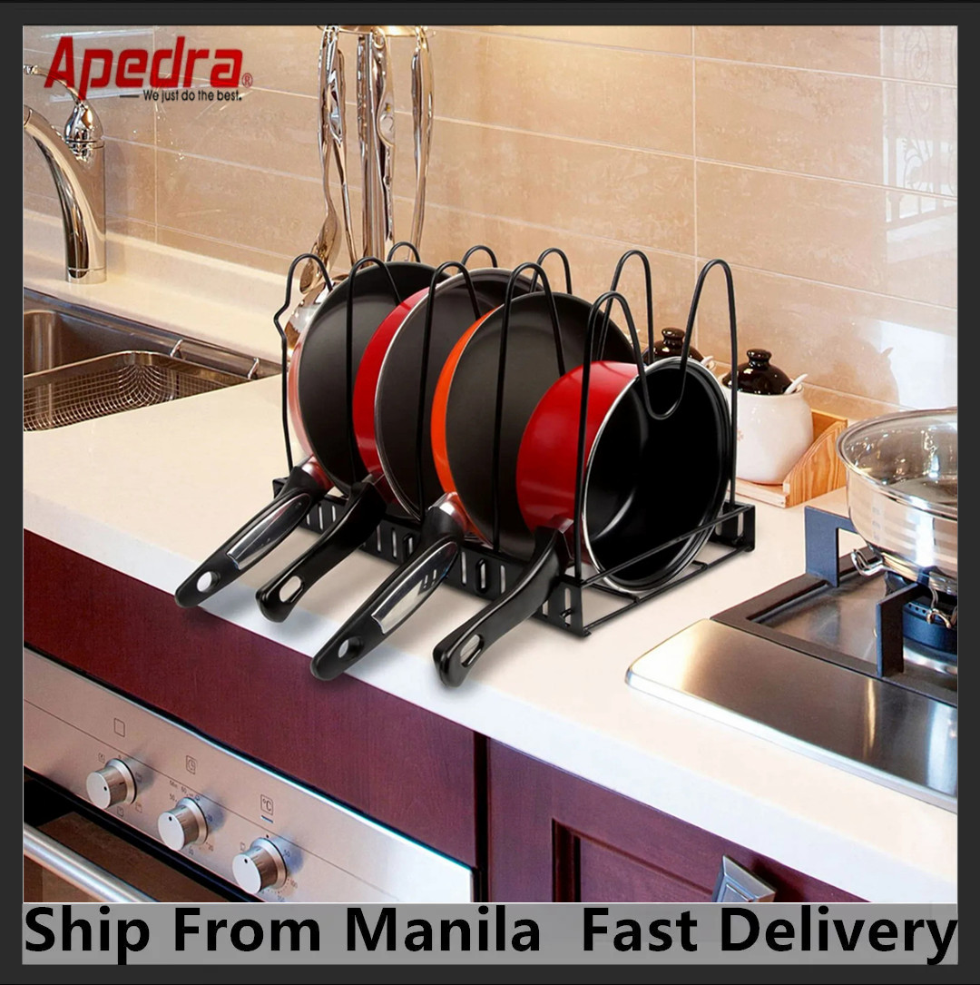 Adjustable Height Pan Organizer Holder - Pan and Pot Lid Holder Metal ...