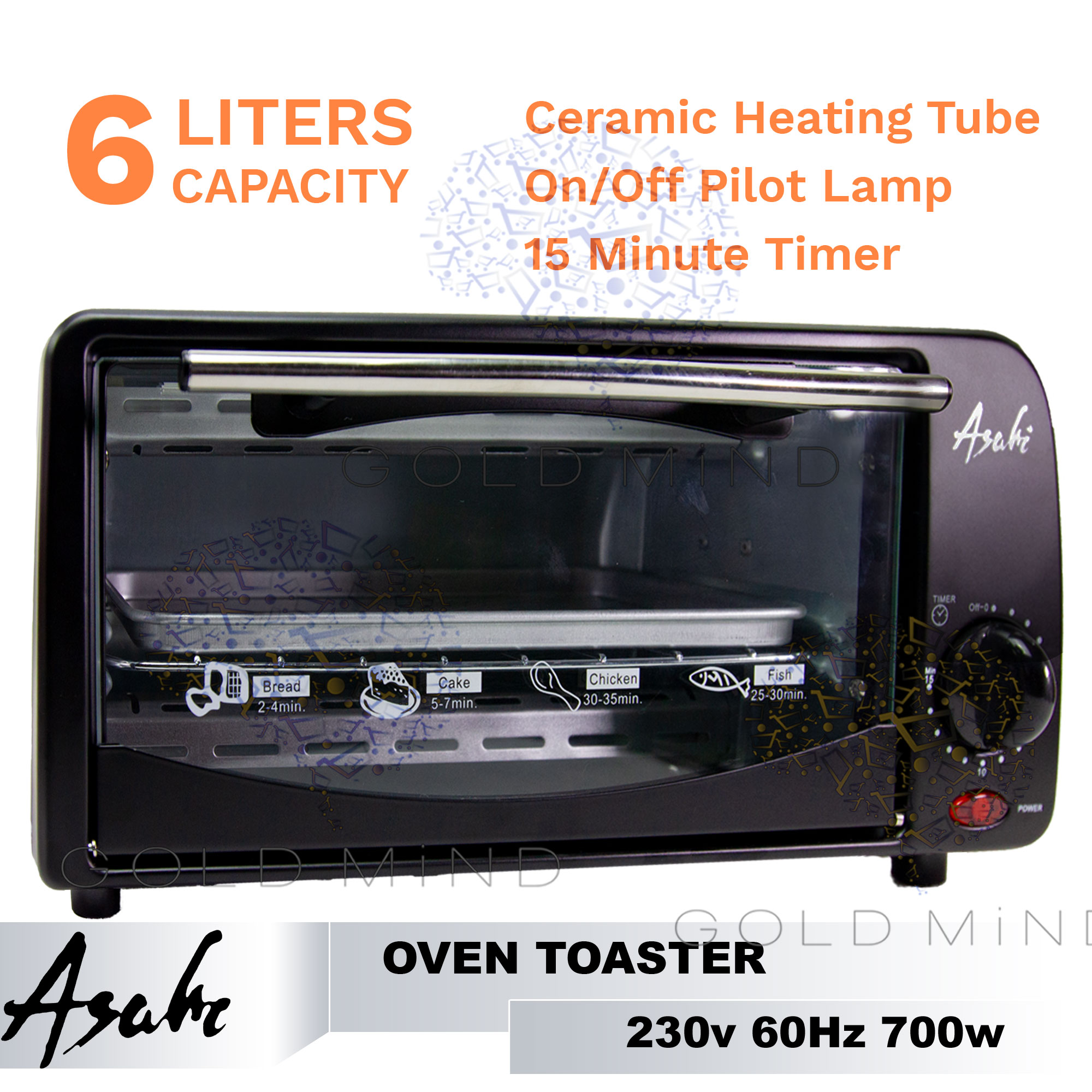 Asahi Oven Toaster 6 Liters Capacity (700W) - Gold Mind Everyday Low ...