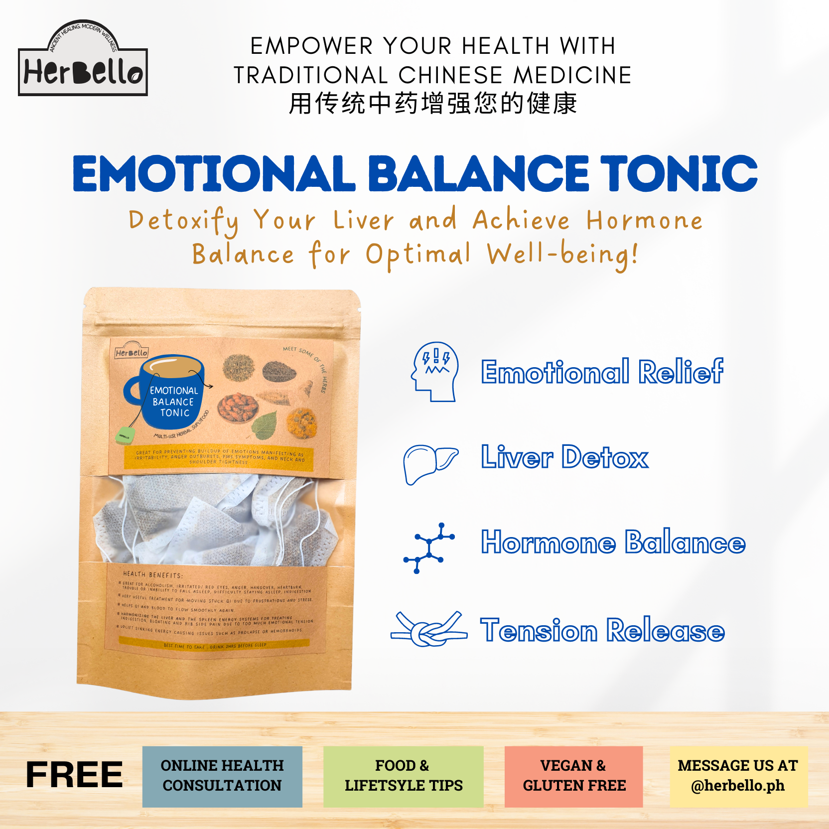 Emotional Balance Tonic Tea Bag| 100% Pure Natural Cure Healthy Herbal ...