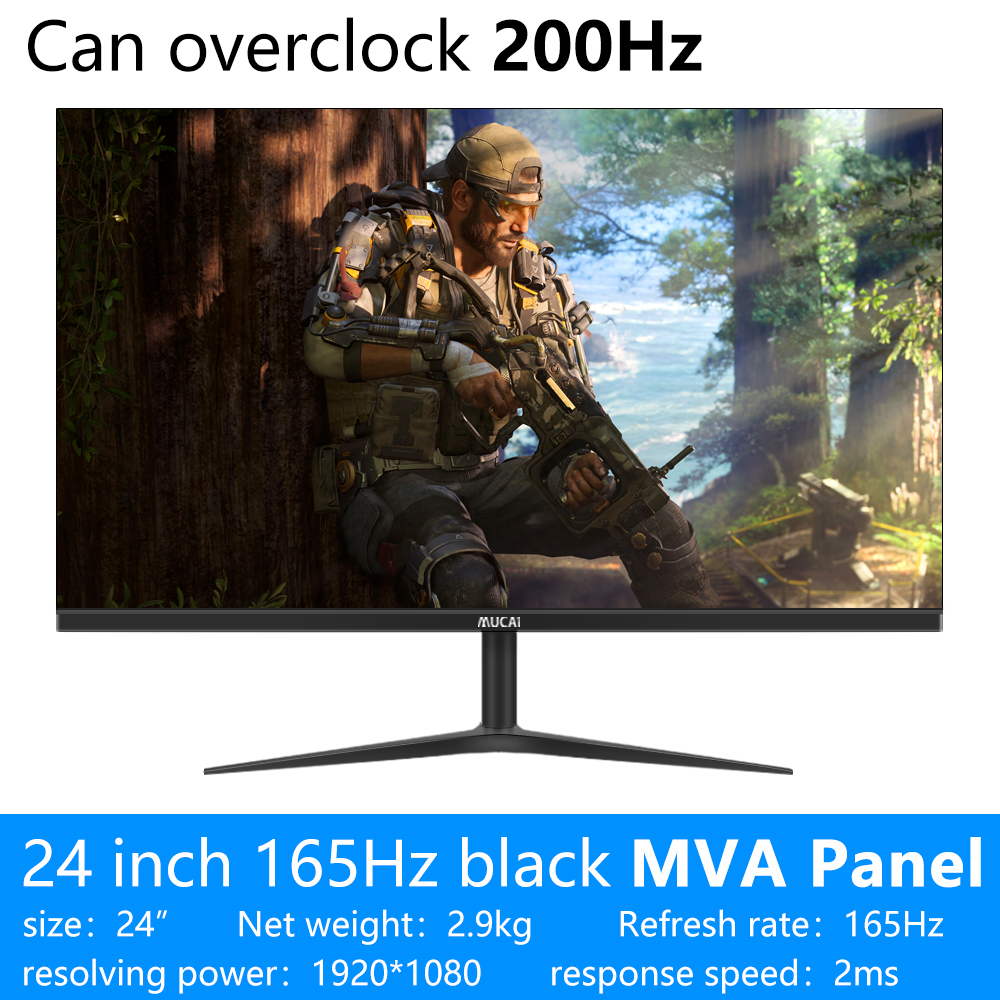 MUCAI 24 Inch 144Hz Monitor 165Hz Desktop PC LCD IPS Gaming Display Flat Panel Screen Computer ...