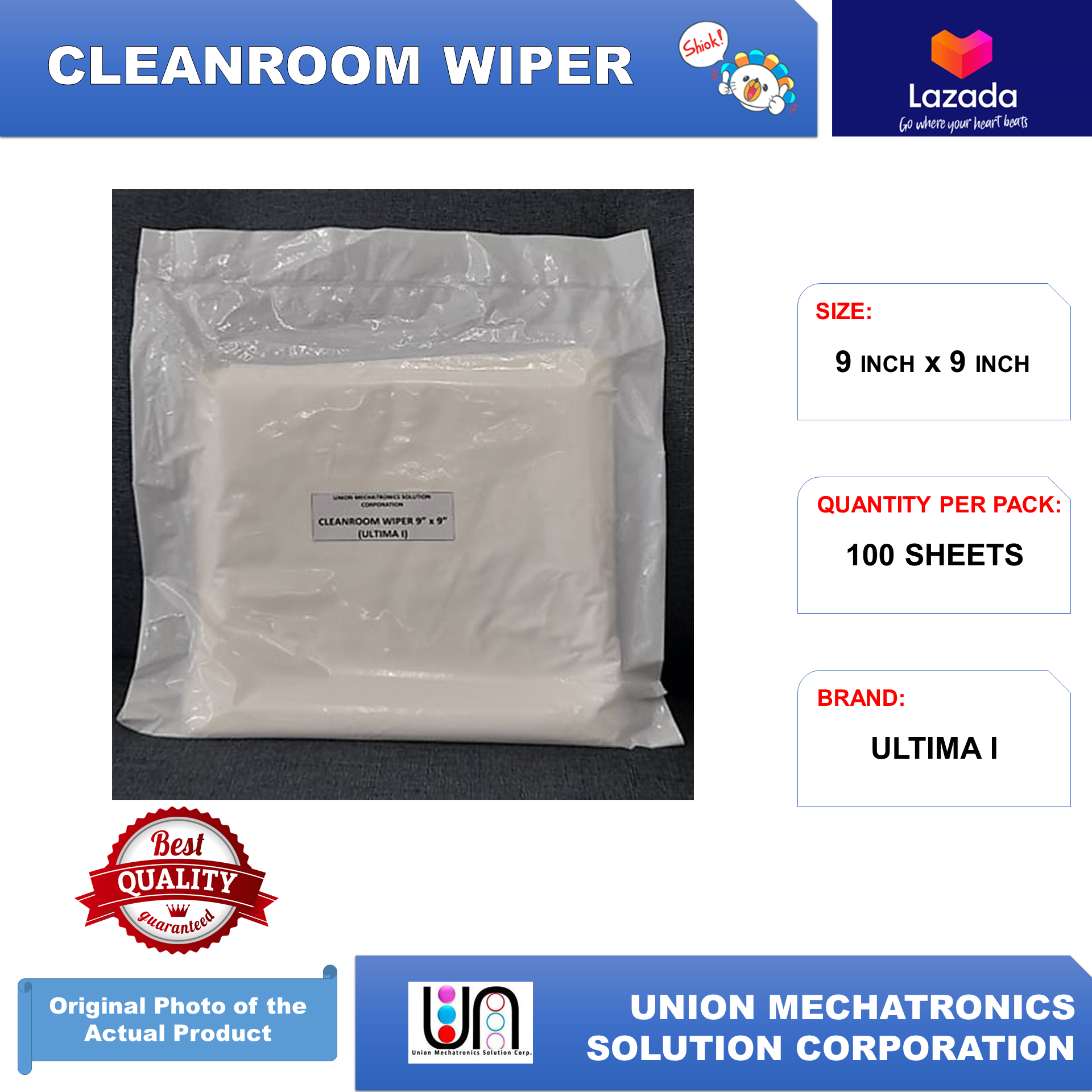 100sheets/pack 9x9 inches Cleanroom Wipers (UMSC) | Lazada PH