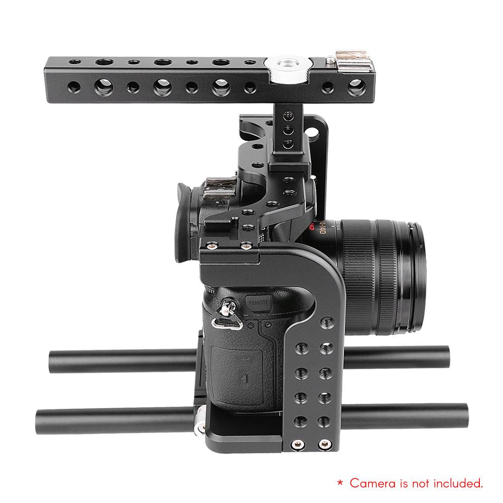 Andoer Video Camera Cage Rig Stabilizer with Top Handle Baseplate 15mm ...