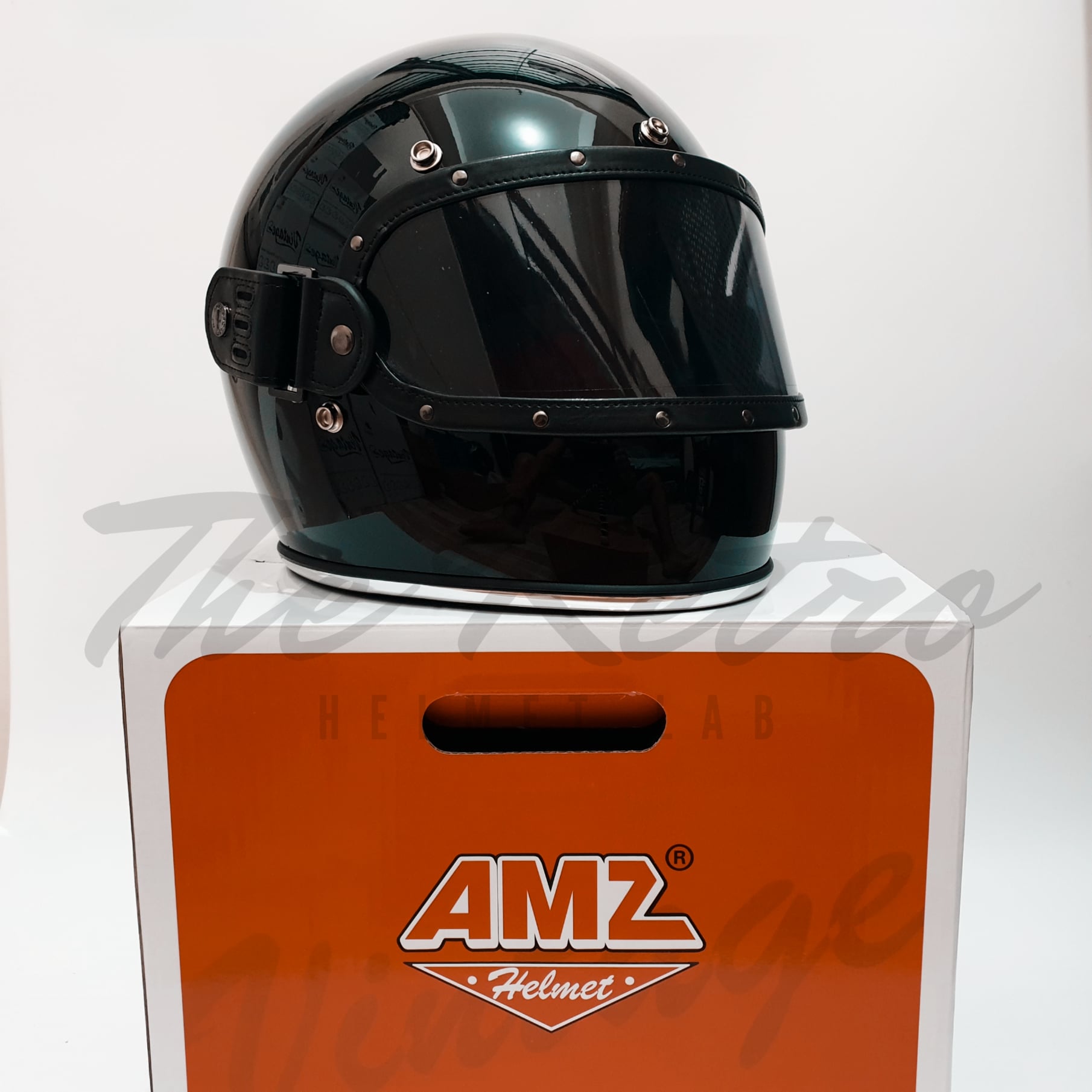 The Retro Helmet Lab | AMZ Leather Shield for AMZ Excelor & Biltwell ...