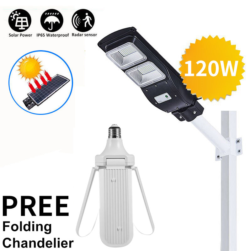120W All-In-One LED Solar Street Light (Waterproof) Free Trefoil Light ...