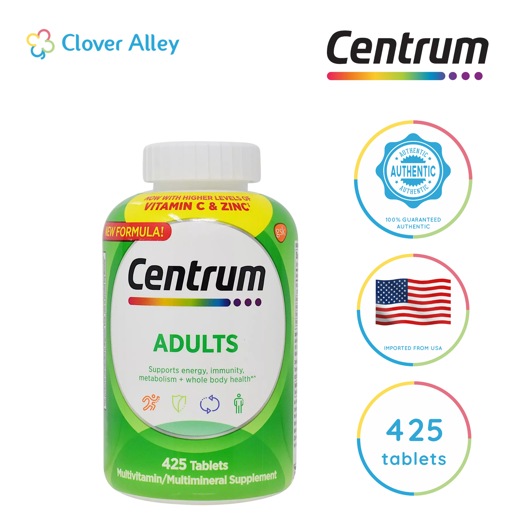 Centrum Multivitamins Adults Under 50, 425 Tablets (04/2025 expiry ...