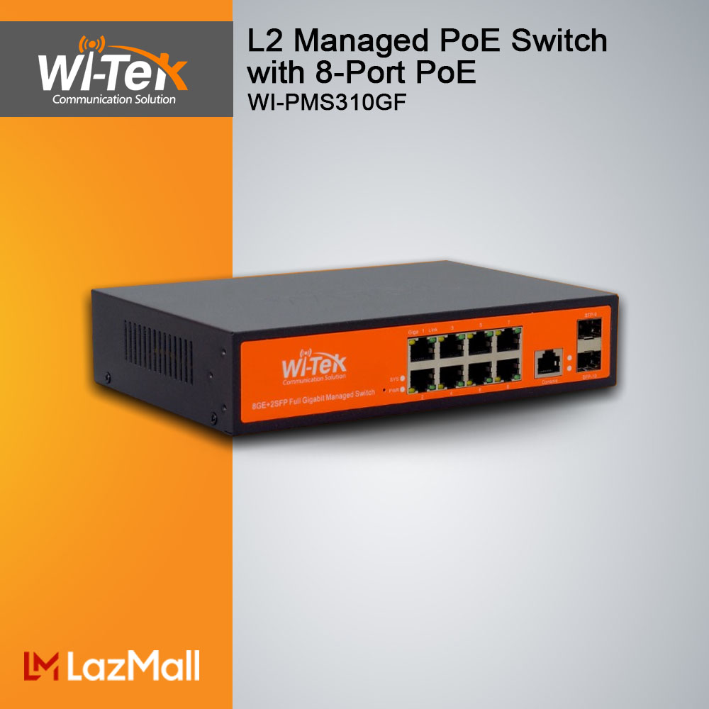 Wi-Tek WI-PMS310GF 8GE+2SFP Ports 24V/48V Mixed L2 Managed PoE Switch ...
