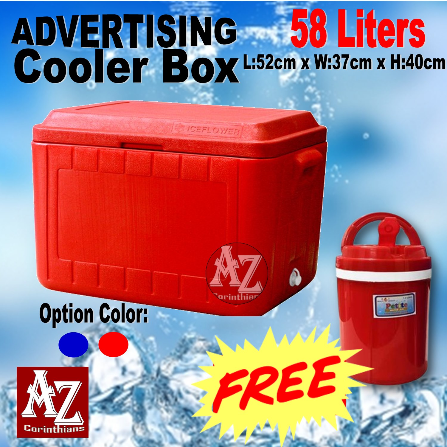 Advertising hard plastic Cooler Ice Box 58 Liters-FREE Water Jug ...