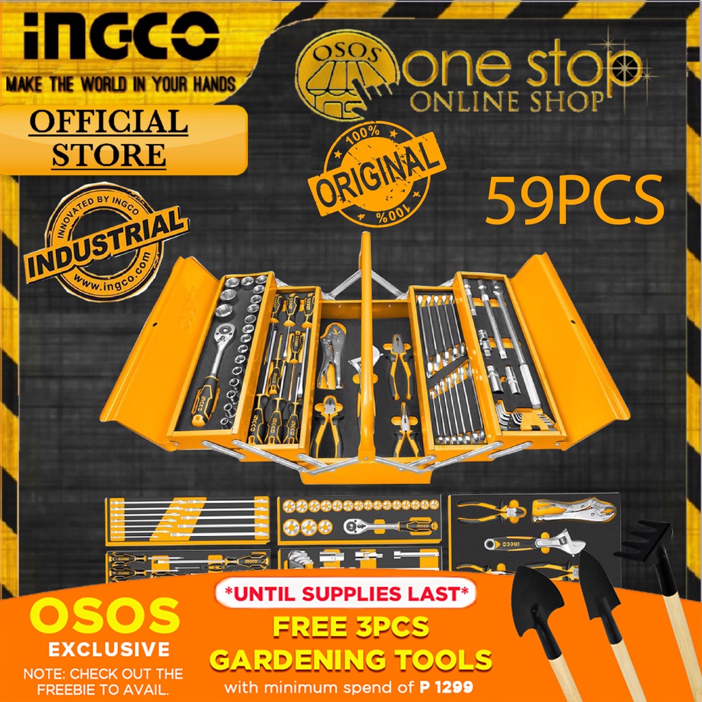 Ingco Original 59pcs Industrial Hand Tool Chest Set HTCS15591 •OSOS ...