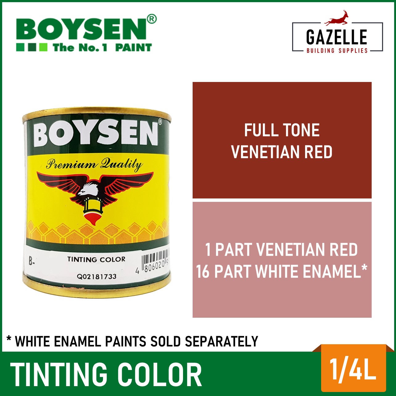 Boysen Tinting Color for Enamel Venetian Red - 1/4L | Lazada PH