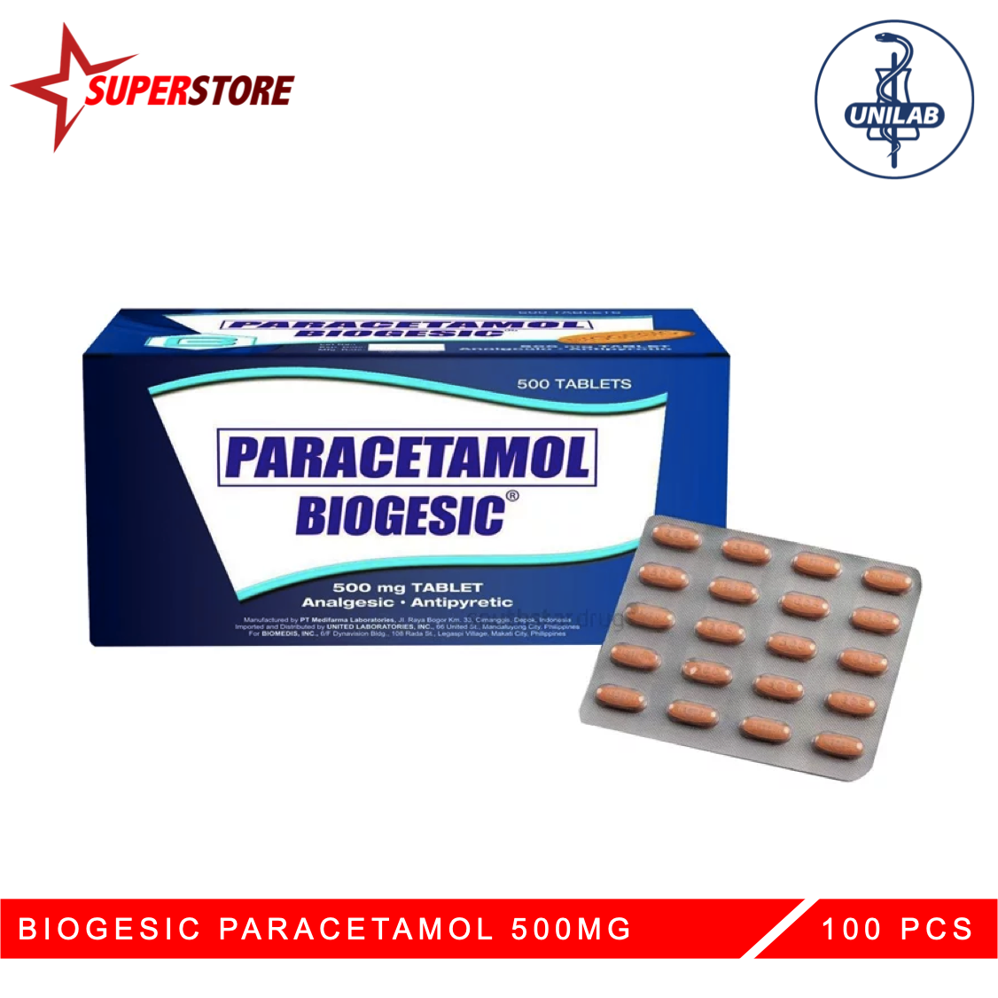 Biogesic - 100 pcs (For Pain Relief & Fever) by Unilab | Lazada PH
