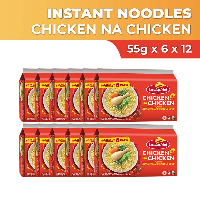 Lucky Me! Instant Noodle Soup Chicken na Chicken Multipack 55g x 6 x12 ...