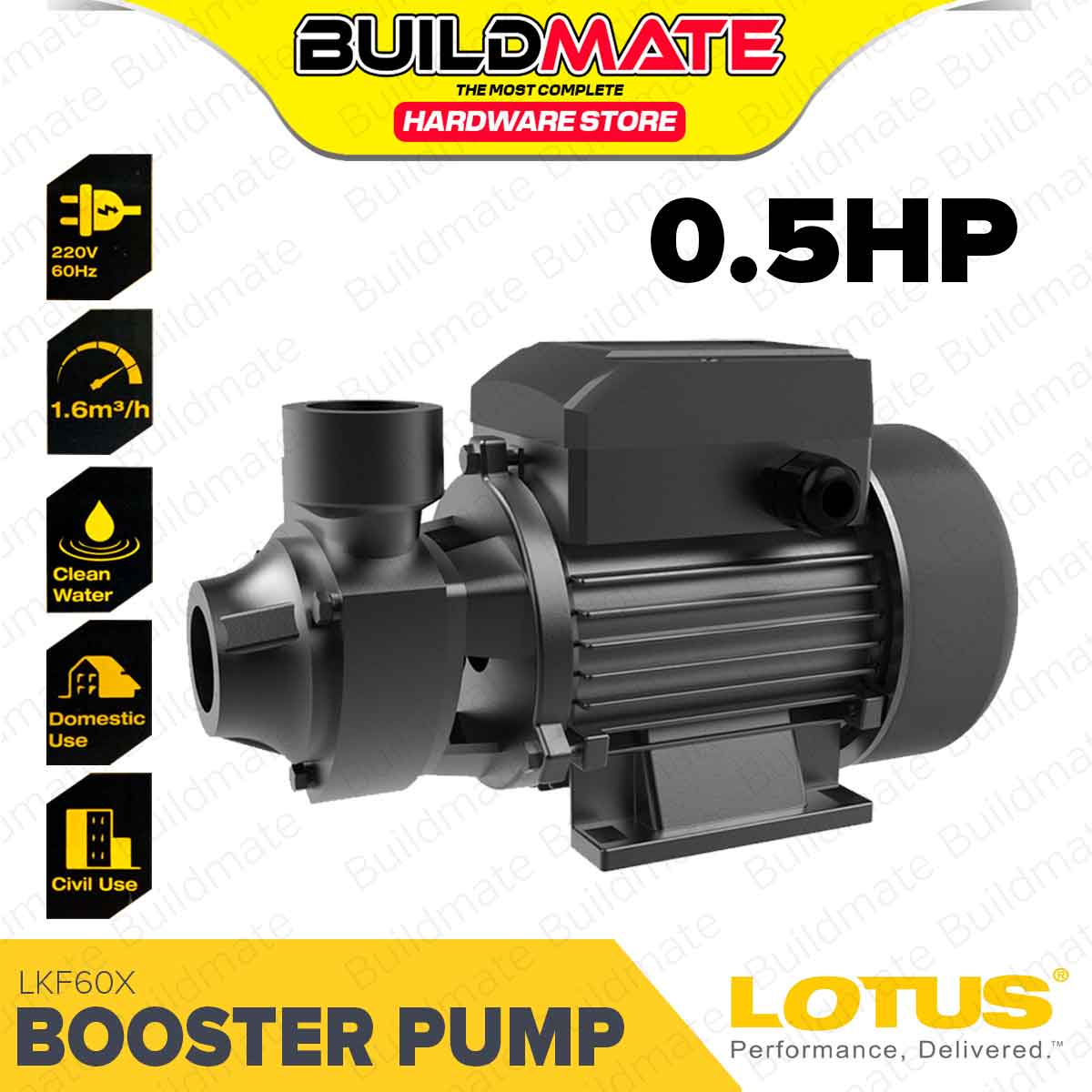 BUILDMATE Marflo Italy / Lotus 0.5HP Water Peripheral Booster Pump ...