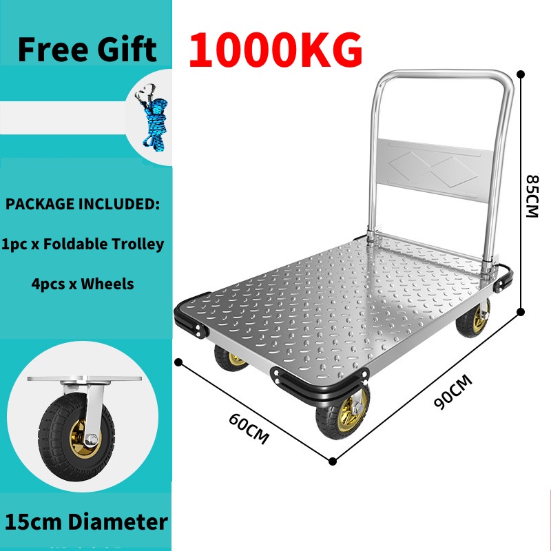Strong Thick Steel Trolley Portable 1000KG Hand Truck Foldable Trolley ...