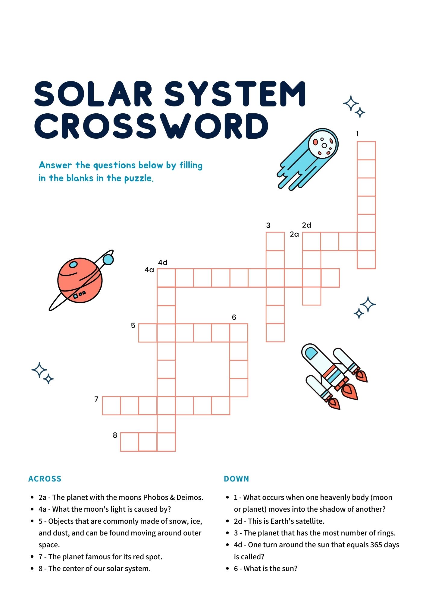 Solar System Crossword Answer Key