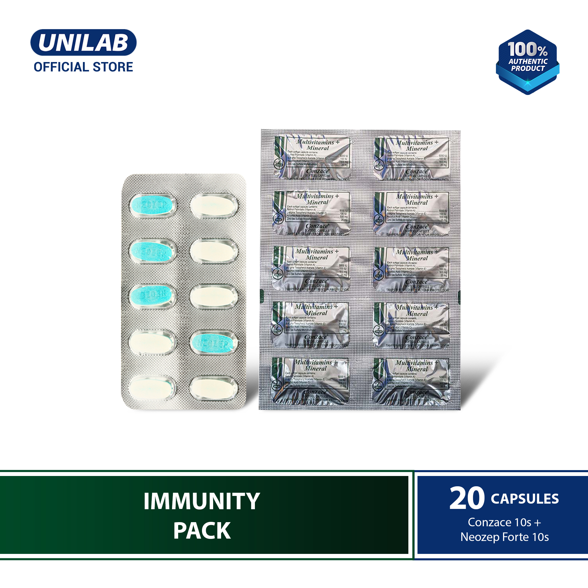 Immunity Pack: Unilab Conzace 10s + Neozep Forte 10s - Strengthens ...