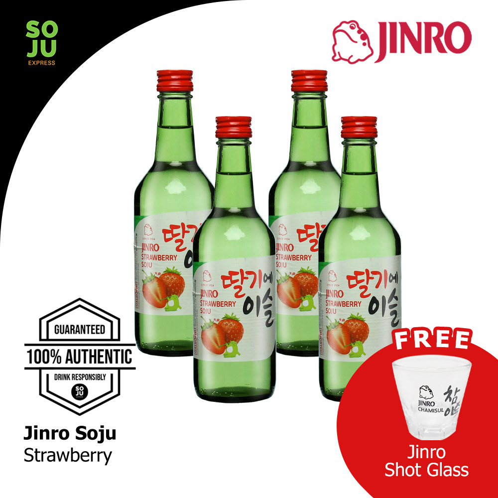 Jinro Soju - Strawberry 360ml x 4 with FREE SHOT GLASS | Lazada PH