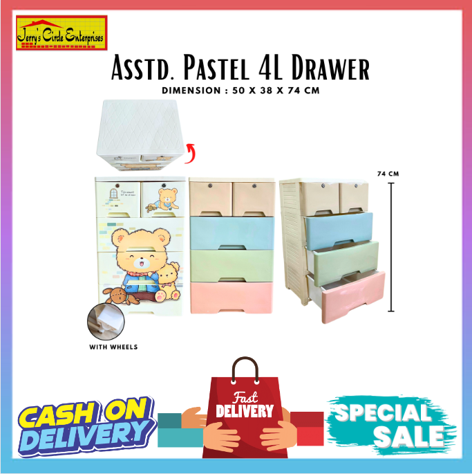[ONHAND] [SALE] ASSORTED PASTEL 4L DRAWER/DRAWER/ORGANIZER | Lazada PH