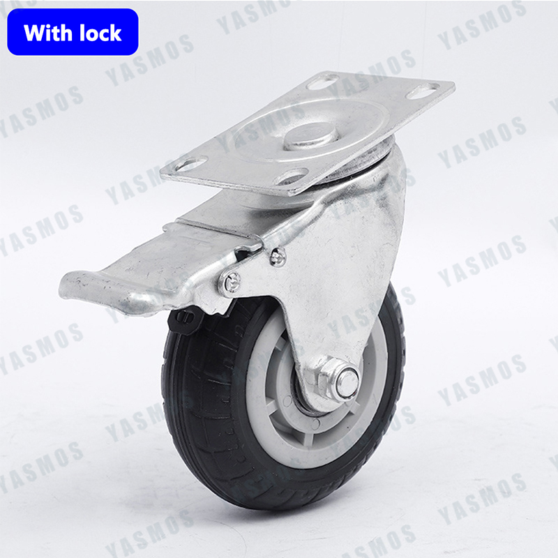 Trolley Wheels 3'' To 5'' Black Swivel Caster Wheel Mute Rubber Fixed ...